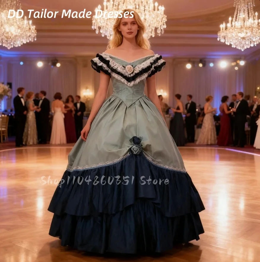 1860s Vintage Victorian Prom Dress V-Neck Floor Length Southern Bell ...
