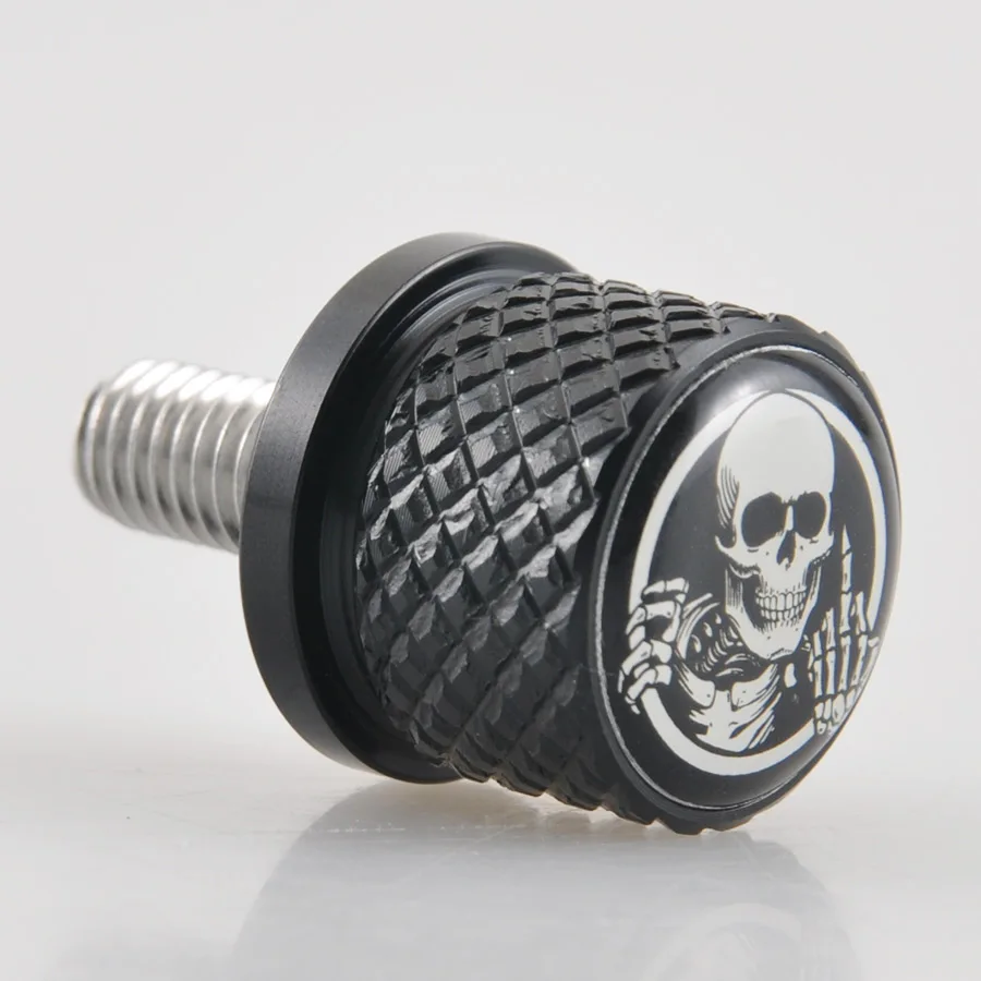 New-Motorcycle-Chrome-Black-Thread-Knurled-Head-Screws-Cap-Seat-Quick ...
