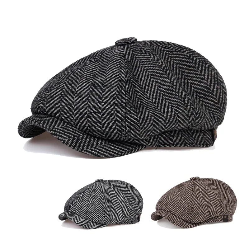Fashion-Cotton-Newsboy-Caps-Mens-Herringbone-Flat-Caps-Women-Men ...