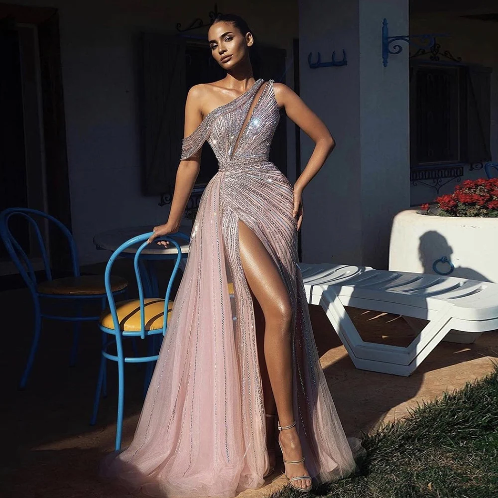 Sharon-Said-Luxury-Rose-Pink-One-Shoulder-Mermaid-Evening-Dresses-for-Women-Wedding-Party-High ...
