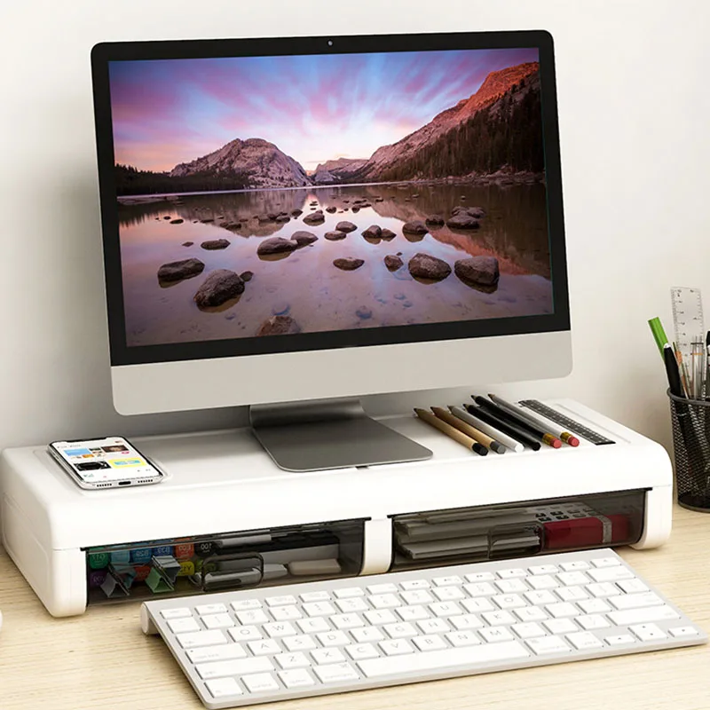 Monitor-Wood-Stand-Multiple-Styles-2-Drawers-Desktop-Computer-Support ...