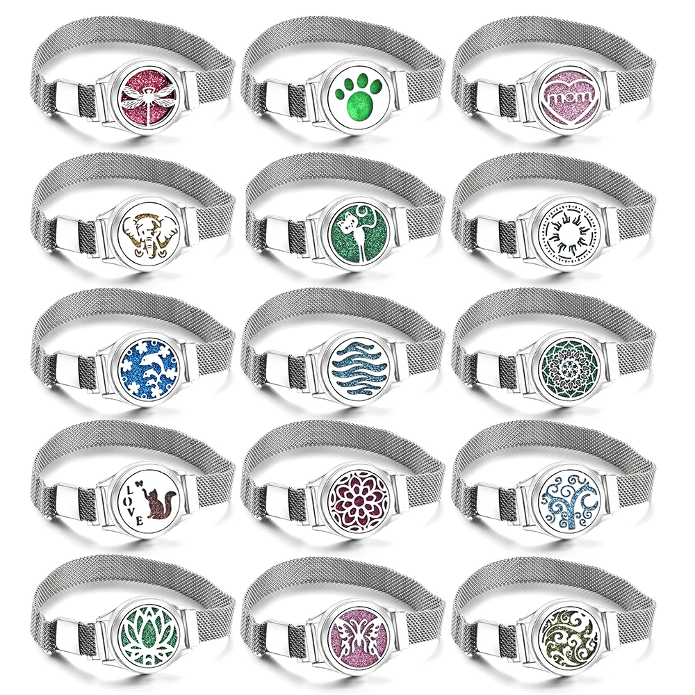 28mm High Quality Multiple Patterns Aromatherapy Bracelet Stainless ...
