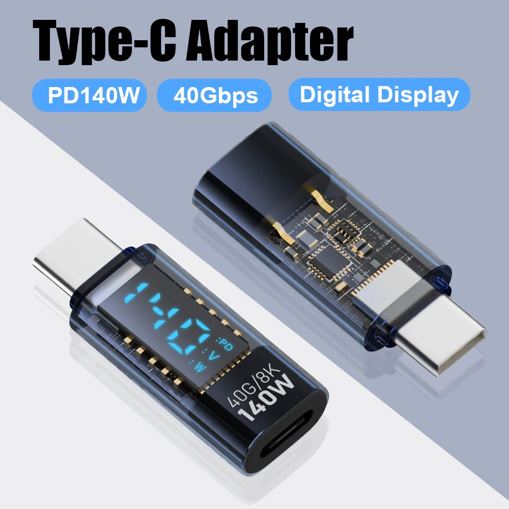 USB-C-Adapter-LED-Wattage-Display-140W-40Gbps-8K-USB-C-Extension-PD3-1 ...