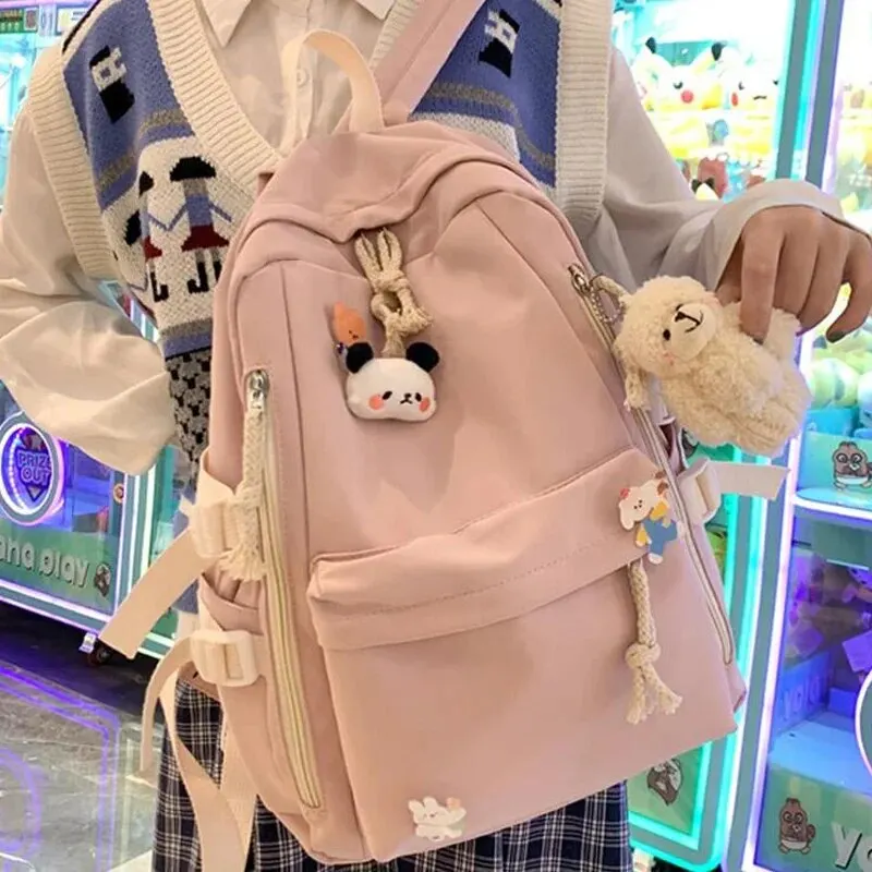 Girls-Black-Travel-Waterproof-School-Bag-Women-New-Nylon-Laptop-Book ...