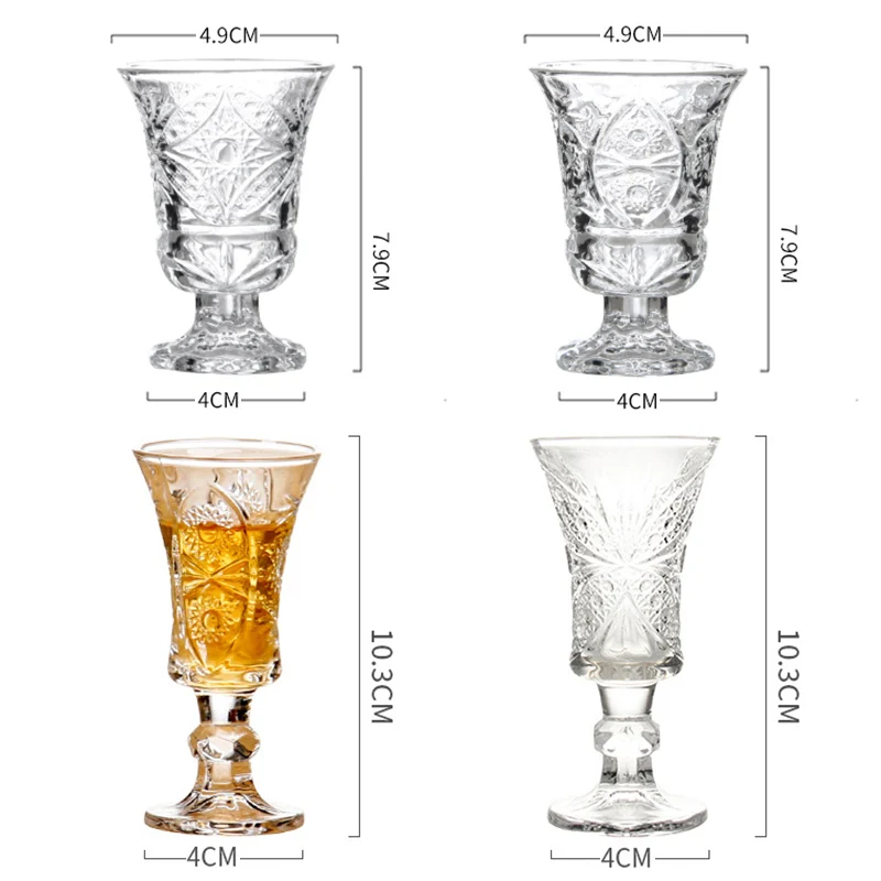 6pcsx34ml-45ML-Lead-Free-European-Style-Glass-Machine-Made-Chinese-Old ...