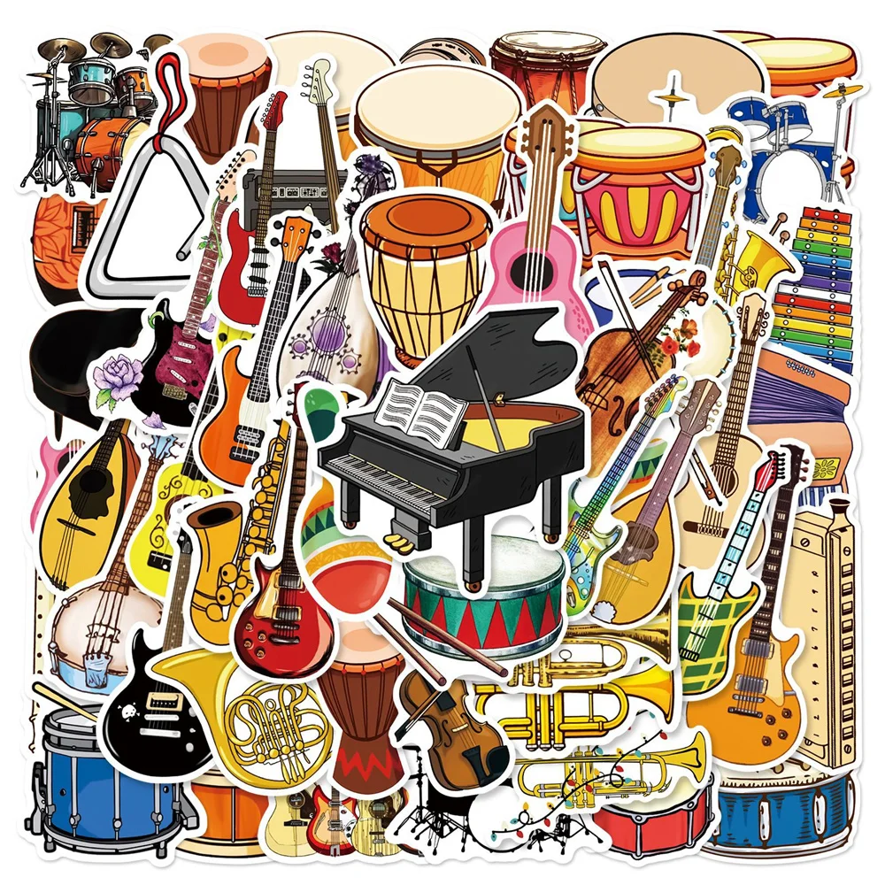 50pcs Piano Violin Musical Instrument Stickers For Guitar Phone ...