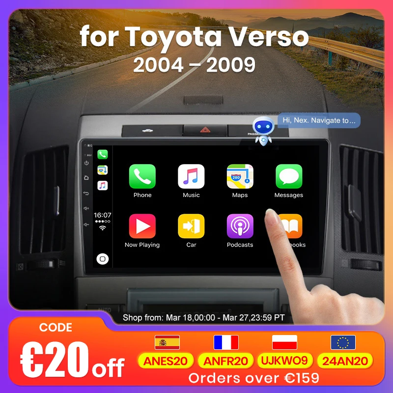 AWESAFE-PX9-Autoradio-For-Toyota-Verso-Corolla-2004-2009-2006-Carplay ...