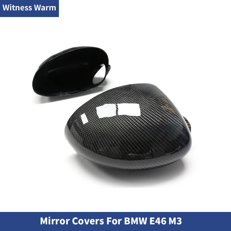 For-BMW-E46-M3-Real-Carbon-Fiber-Rear-View-Mirrors-Cap-Mirror-Covers ...