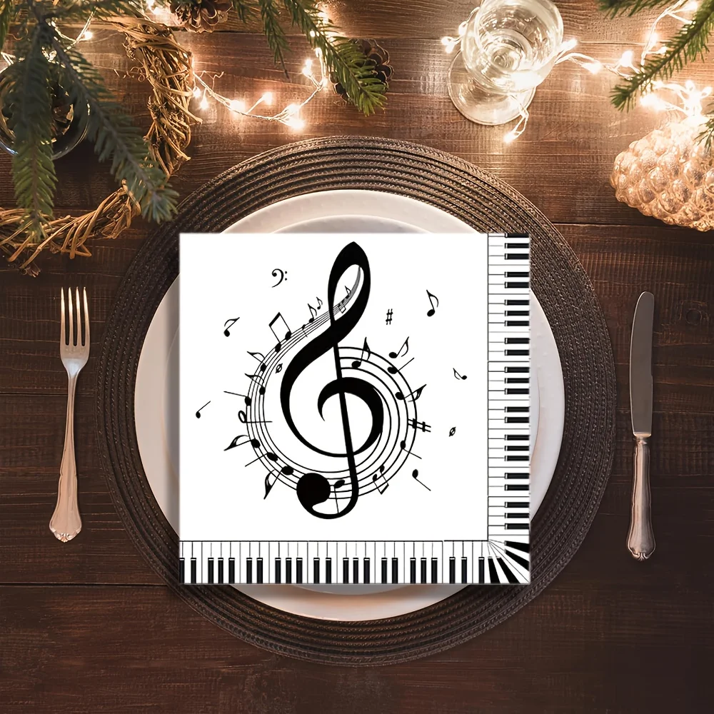 20pcs note patterned party napkins, music note patterned party napkins ...