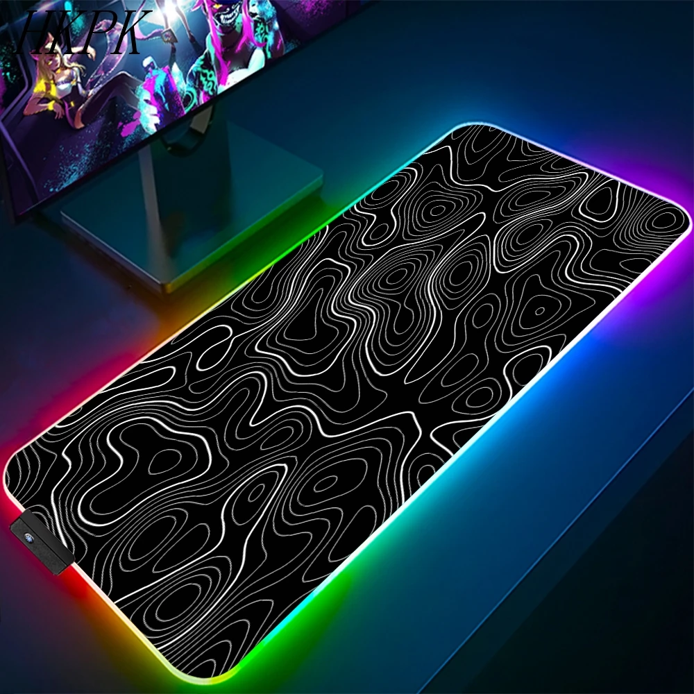 90x40cm Black And White Line RGB Gaming Mouse Pad Large Gamer Big Mouse ...