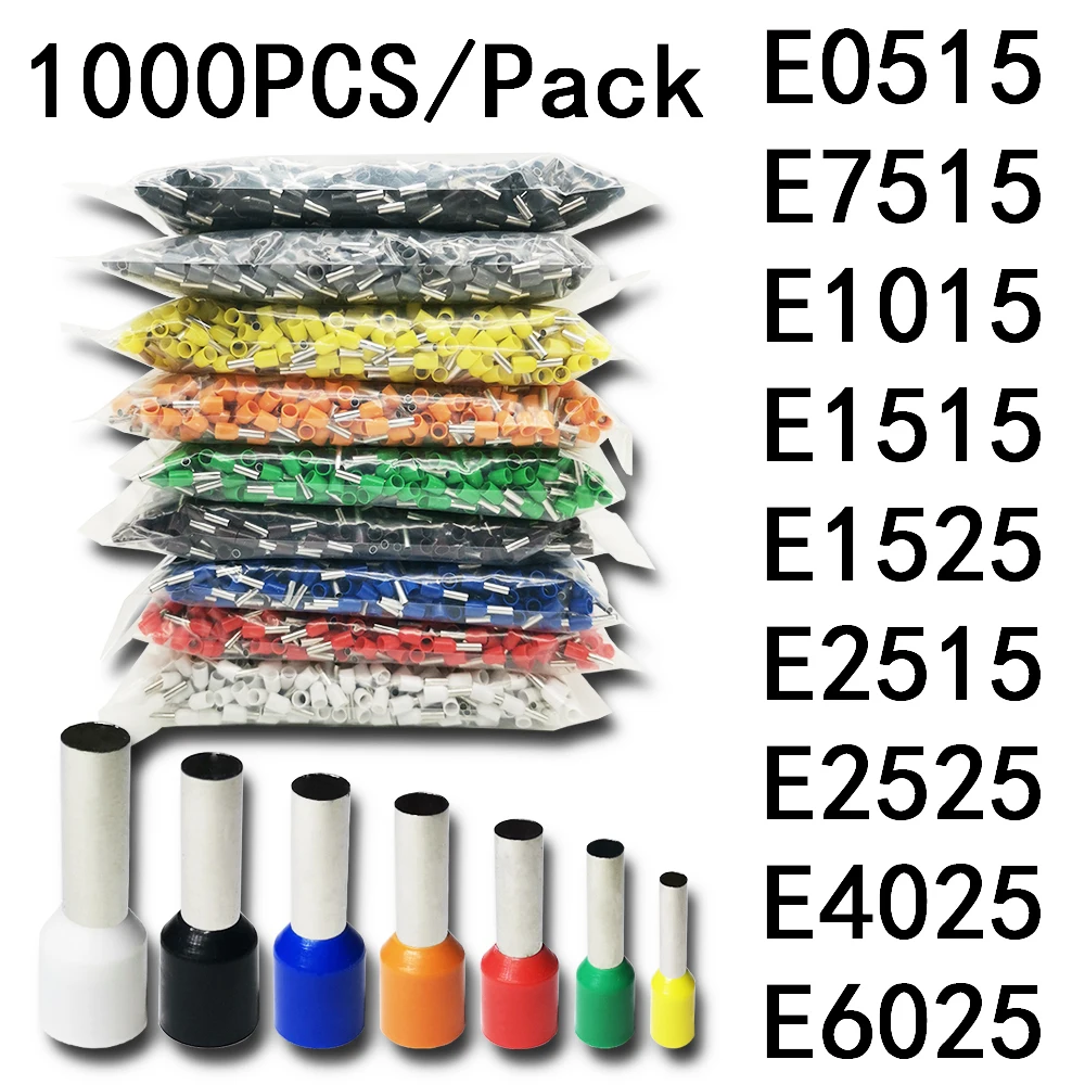 1000pcs-Pack-E0515-E7515-E1015-E1515-Insulated-Ferrules-Terminal-Block ...