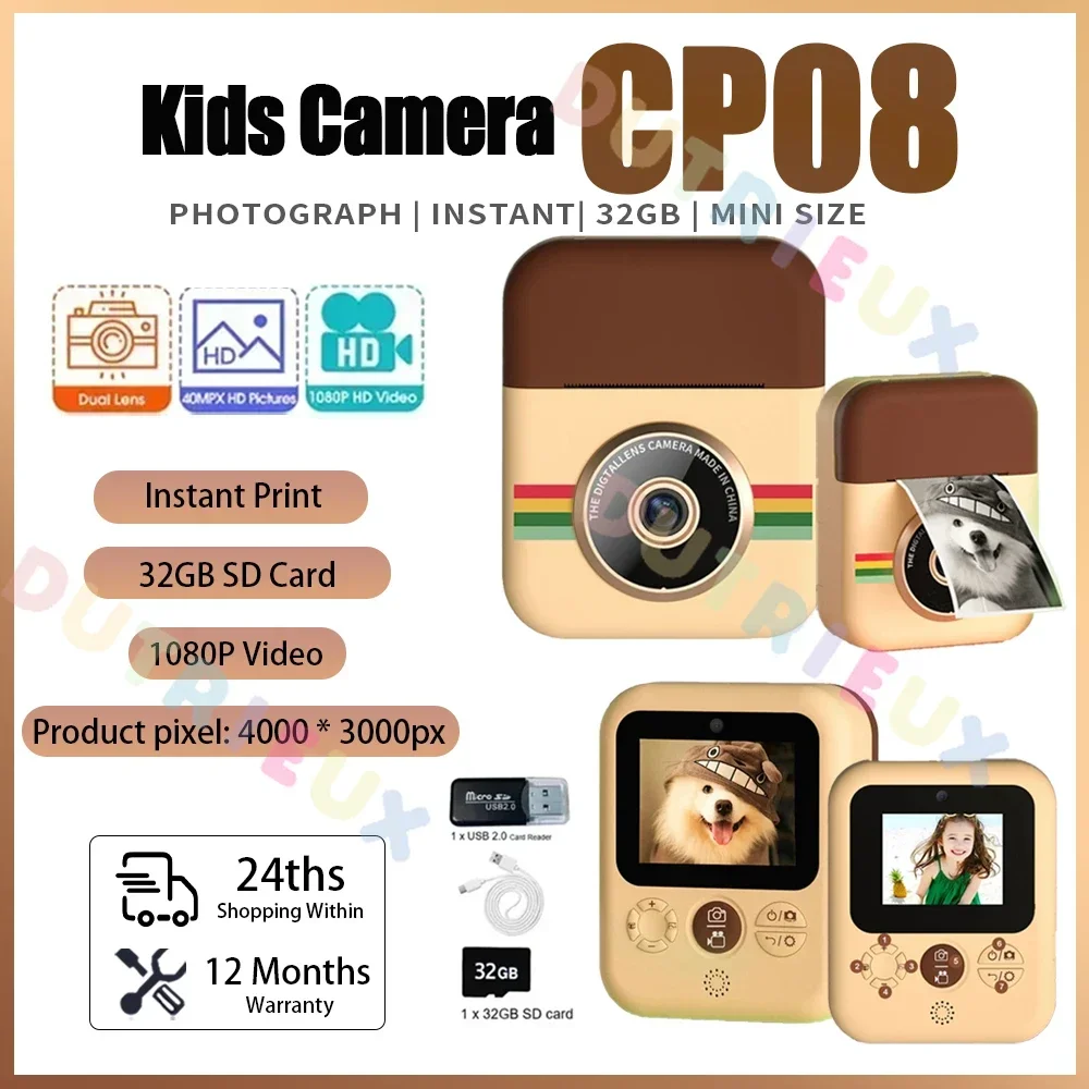 Children-Camera-CP08-Instant-Print-Dual-Lens-Kids-Photo-Printing-Camera ...