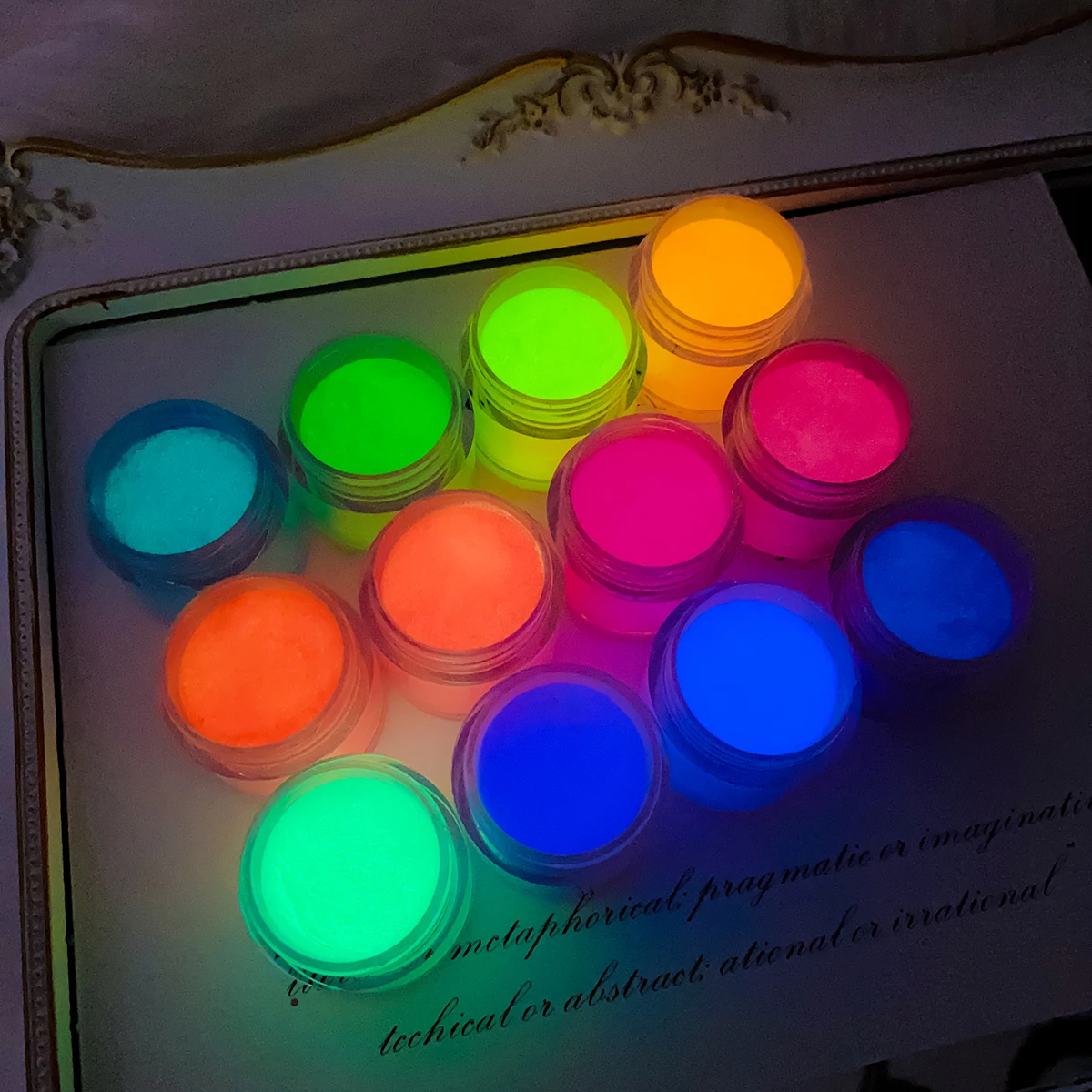 12Box-Luminous-Acrylic-Powder-10g-12Jars-Nail-Art-Building-Extension ...