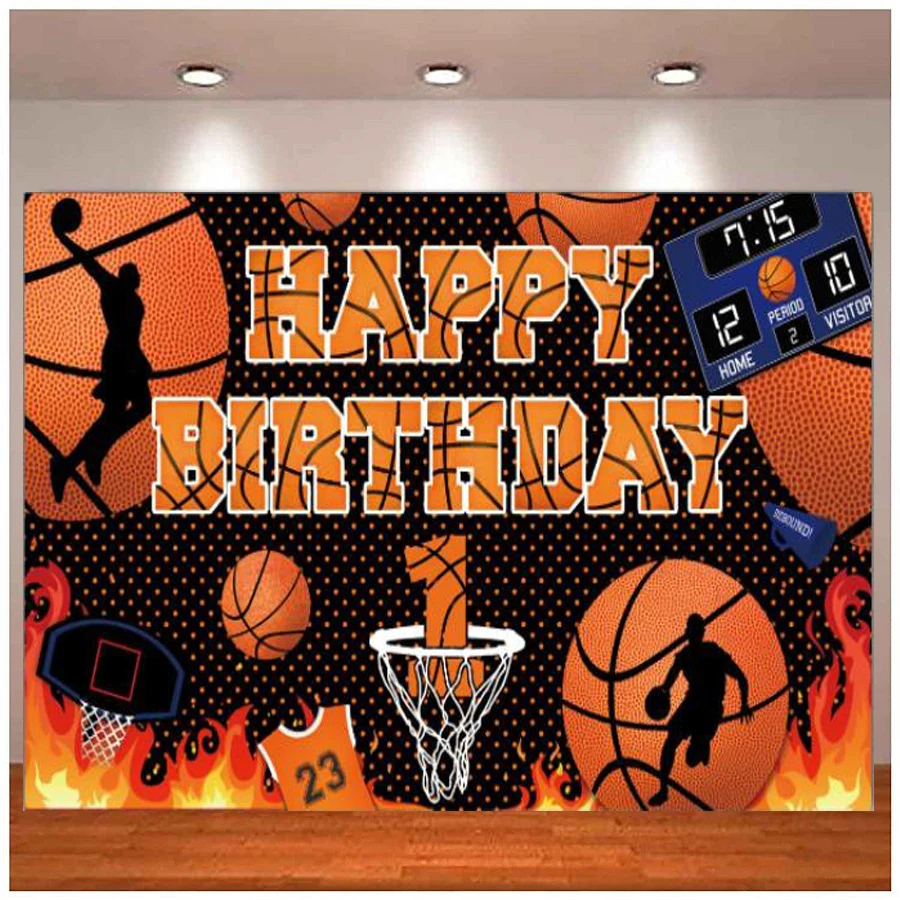 Basketball Banner Photography Backdrop Baby Boys And Girls 1st First ...