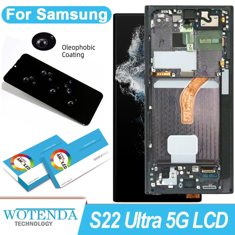 AMOLED Original Display For Samsung S22 Ultra LCD Touch Screen SM-S908B ...