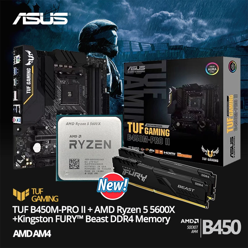 NEW AMD Ryzen 5600X R5 5600X CPU ASUS TUF B450M PRO II Motherboard ...