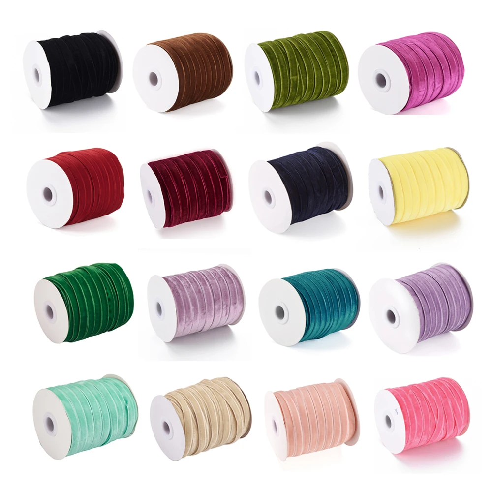 45-72m-roll-Single-Face-Velvet-Ribbon-Cords-8-inch-9-5-10mm-Threads ...