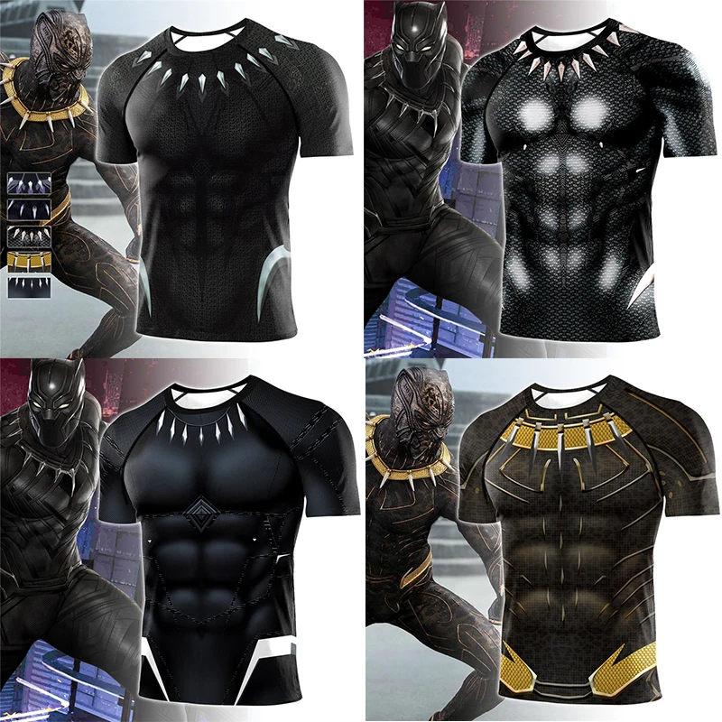 Camiseta-comprimida-de-pantera-negra-para-hombre-camiseta-de-manga ...