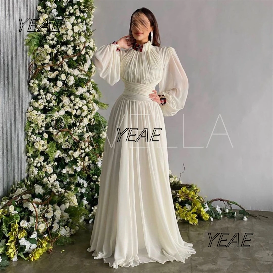 Santorini-High-Collar-Evening-Dresses-for-Women-Beaded-Long-Sleeves ...