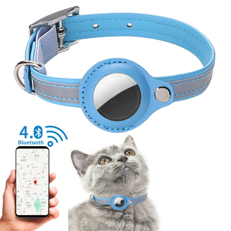 PU-Leather-Pet-Adjustable-Collar-With-Bluetooth-GPS-Tracker-Dog-Cat ...