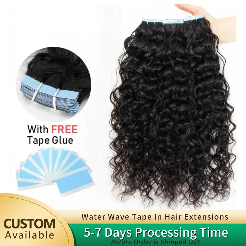 MRSHAIR-Water-Wave-Tape-in-Hair-Extensions-Cuticle-Remy-Human-Hair ...