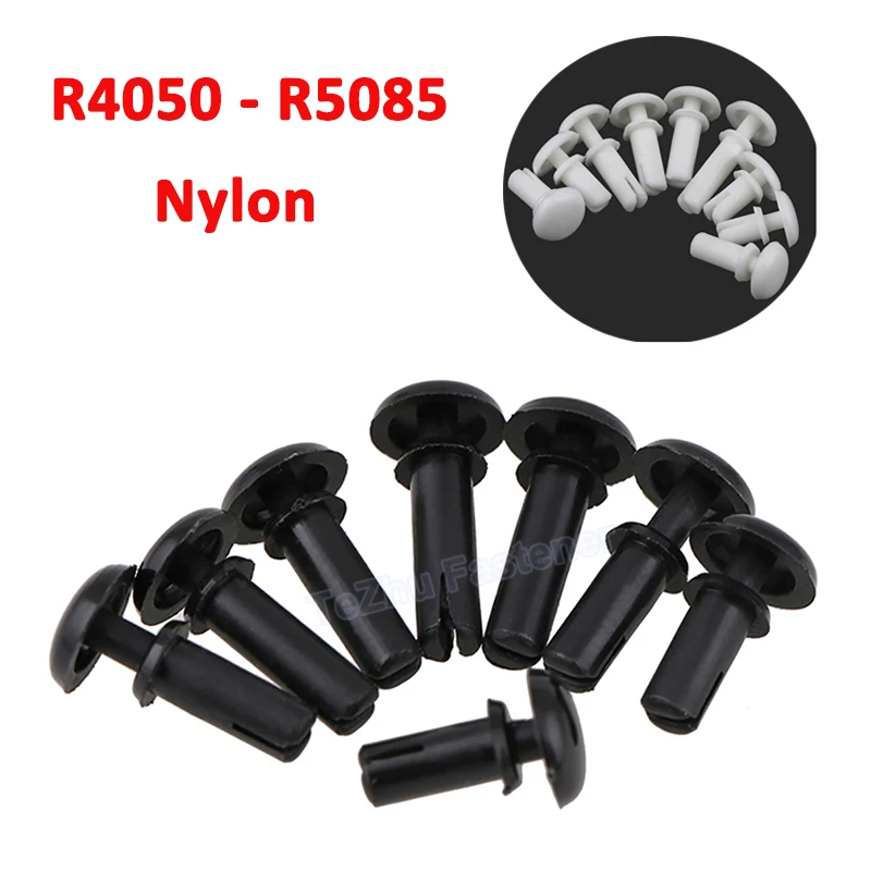50pcs-R4050-R5085-4mm-5mm-Black-White-Nylon-Rivet-For-All-Cars-Clip-Set ...