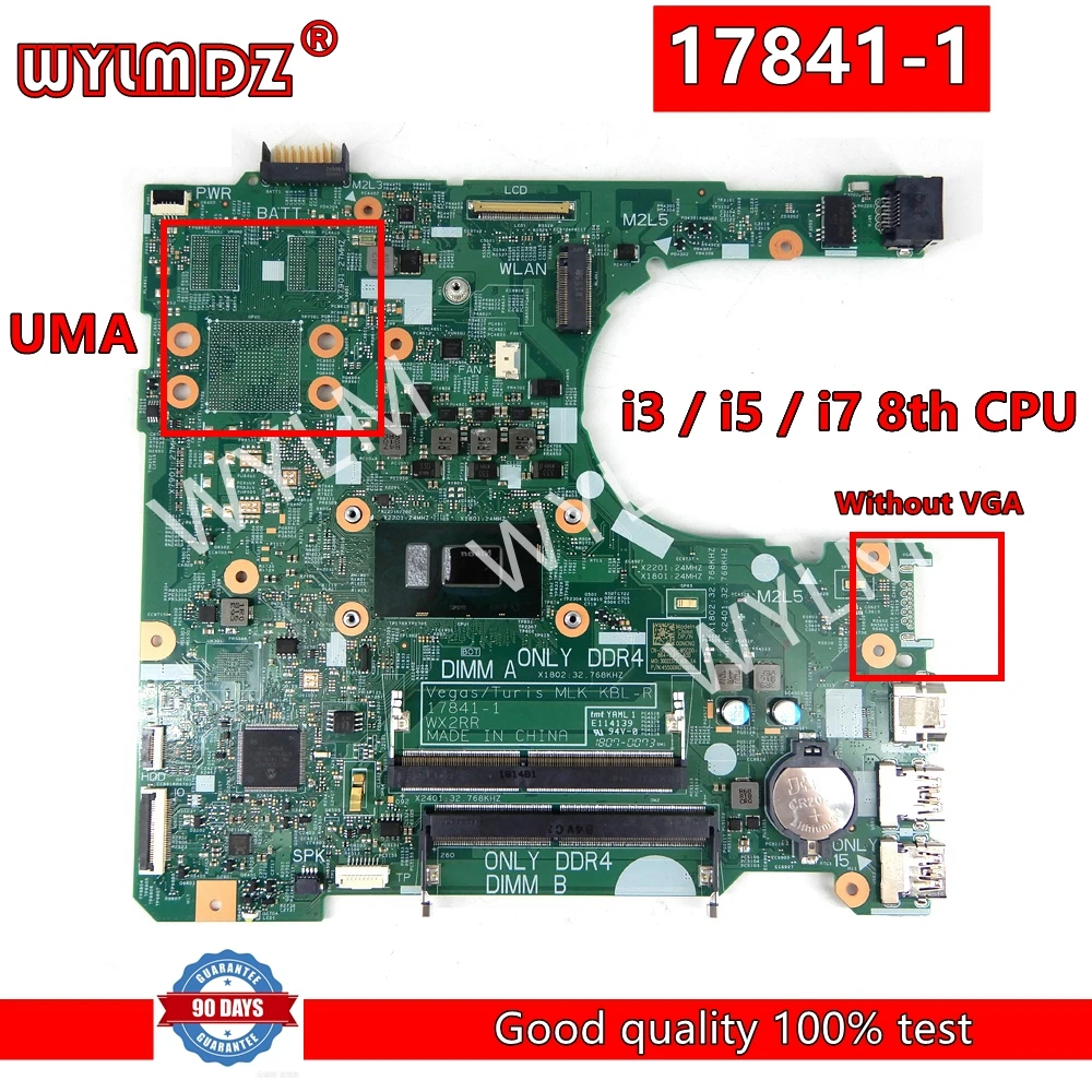 17841-1-i3-I5-I7-8th-CPU-Laptop-Motherboard-For-Dell-Inspiron-3467-3476 ...