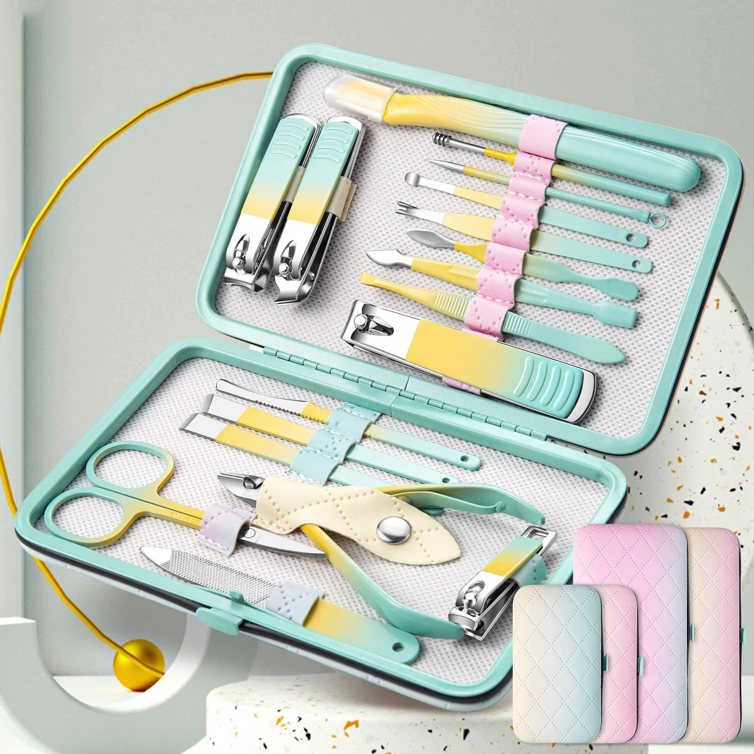 New-Gradient-colors-7-18pcs-Manicure-Set-Pedicure-Sets-Nail-Clippers ...