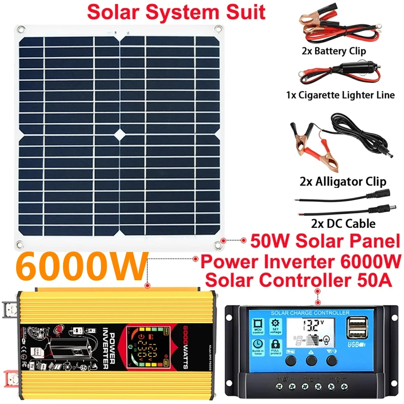 Solar-Power-System-Kit-6000W-Modified-Sine-Wave-Car-Power-Inverter-12V ...
