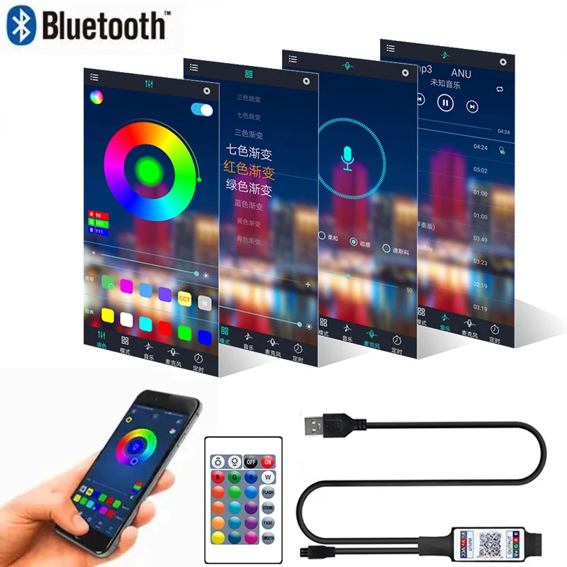 RGB-Controler-Bluetooth-Dimmable-RGB-LED-Lights-Controller-Smart-Remote ...