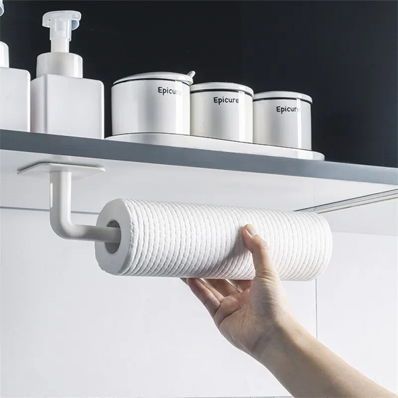 2PCS-White-Kitchen-Hole-Free-Hook-Traceless-Storage-Rack-Shelf-Shelves ...