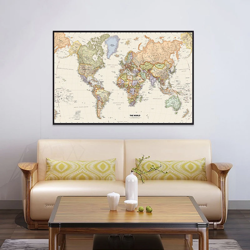 140-100cm-The-World-Political-Map-with-Details-Non-woven-Canvas ...