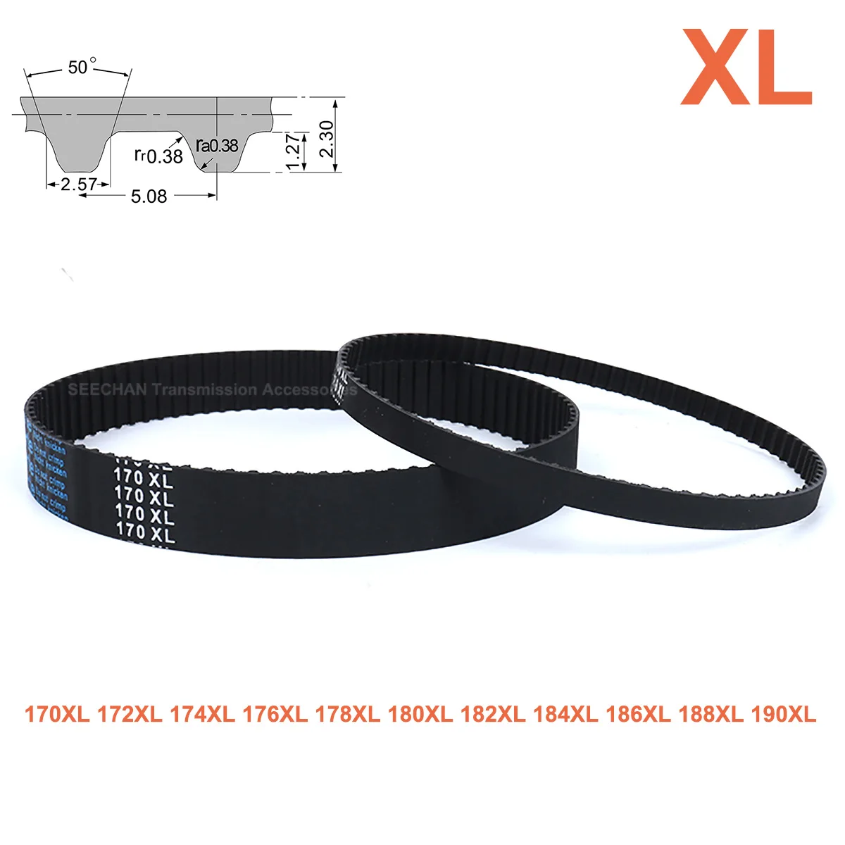 XL Rubber Timing Belt Width 10/12.7mm Closed Synchronous Belt 170XL ...