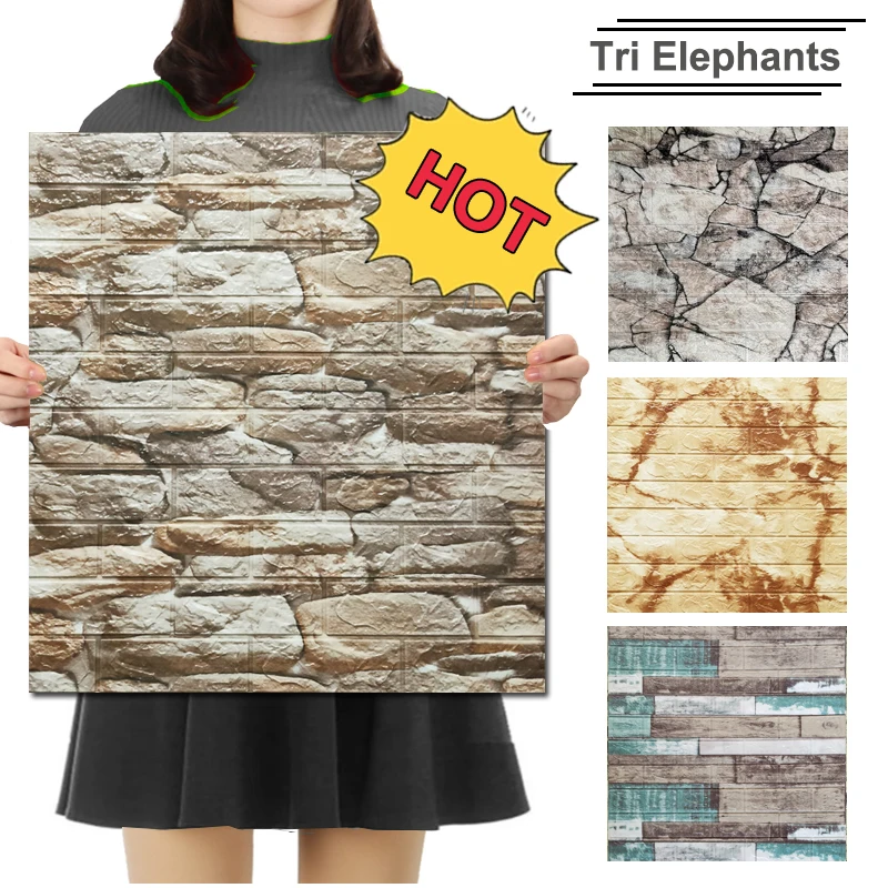 Hot Sale Wall Paper Sticker Thick 2.5mm Imitation Cobblestone Brick ...