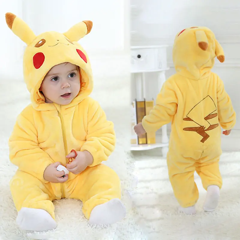 Pijama de franela de felpa de Pokemon Pikachu, traje de una pieza ...