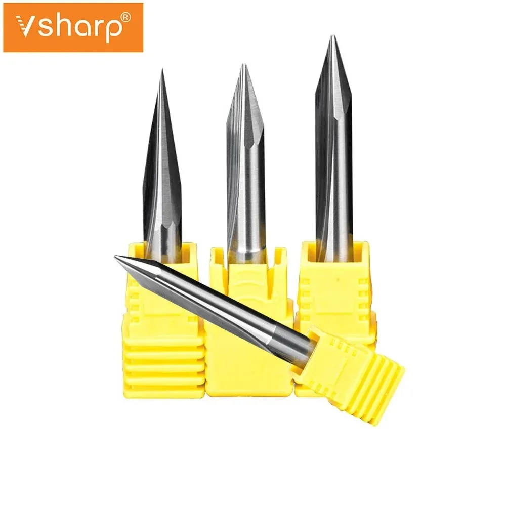 Vsharp Solid Carbide 2 Flutes V Tip End Mill 6mm Shank Straight Groove ...