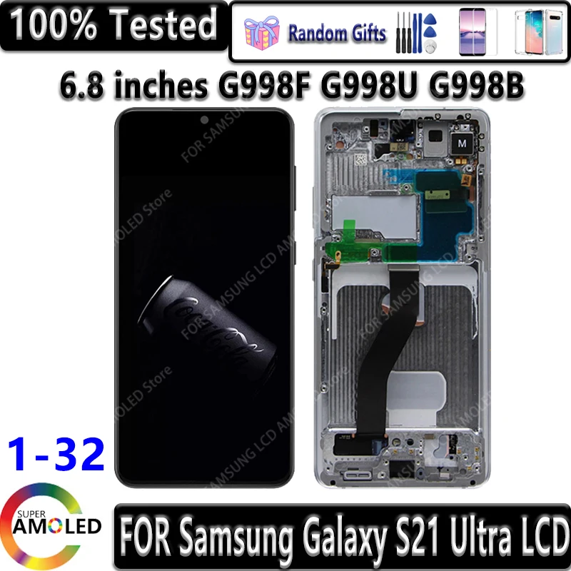 6-8-Super-AMOLED-LCD-For-Samsung-Galaxy-S21-Ultra-5G-G998-G998U-Display ...