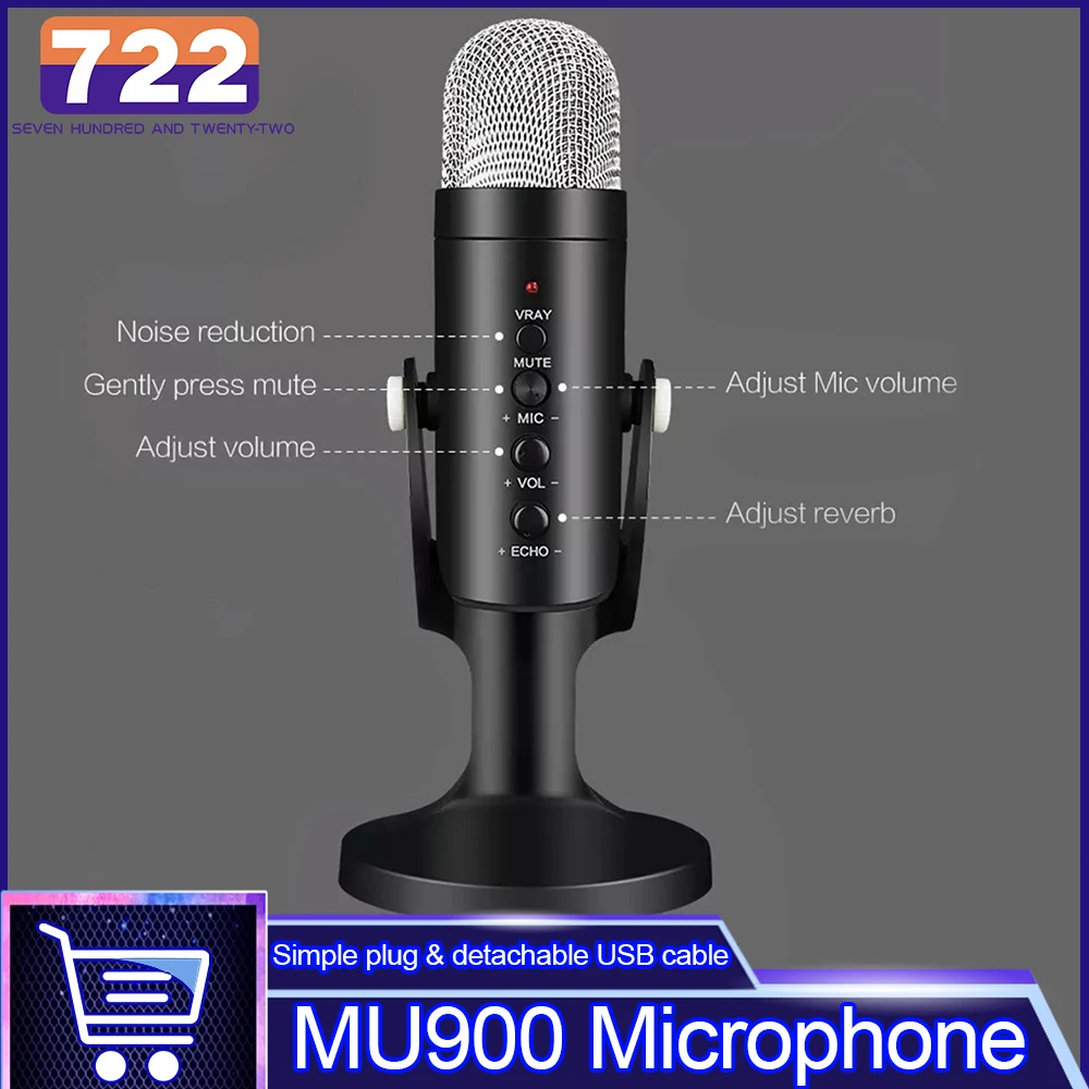 Mu900 Microfone Usb Microfone Condensador Profissional Para Computador ...