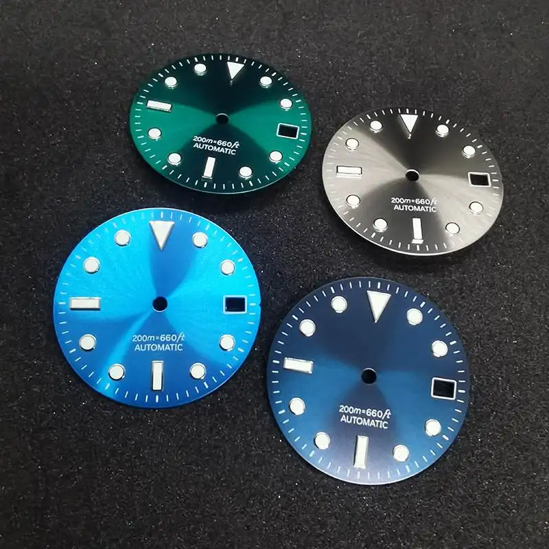 28-5MM-C3-Green-Luminous-Date-Windown-Sunburst-Blue-Green-Grey-Watch ...