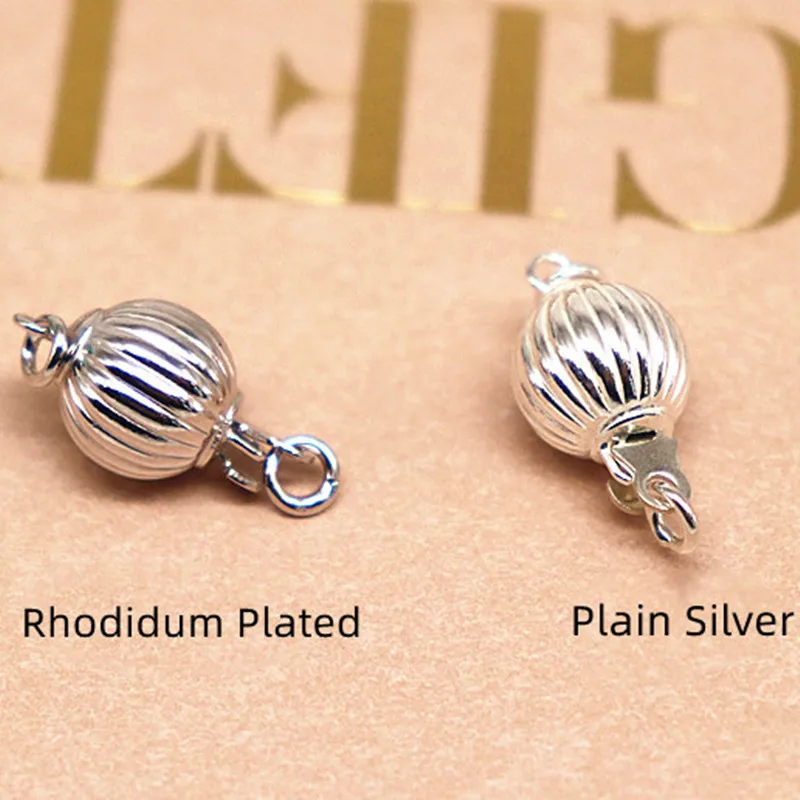 Solid 925 Sterling Silver Clasp Corrugated Round Box Buckle Safety Tab ...
