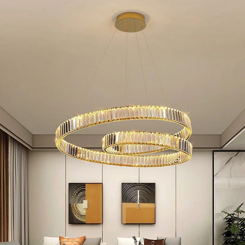 Modern Led Irregular Round Shape Crystal Ceiling Chandeliers Double ...