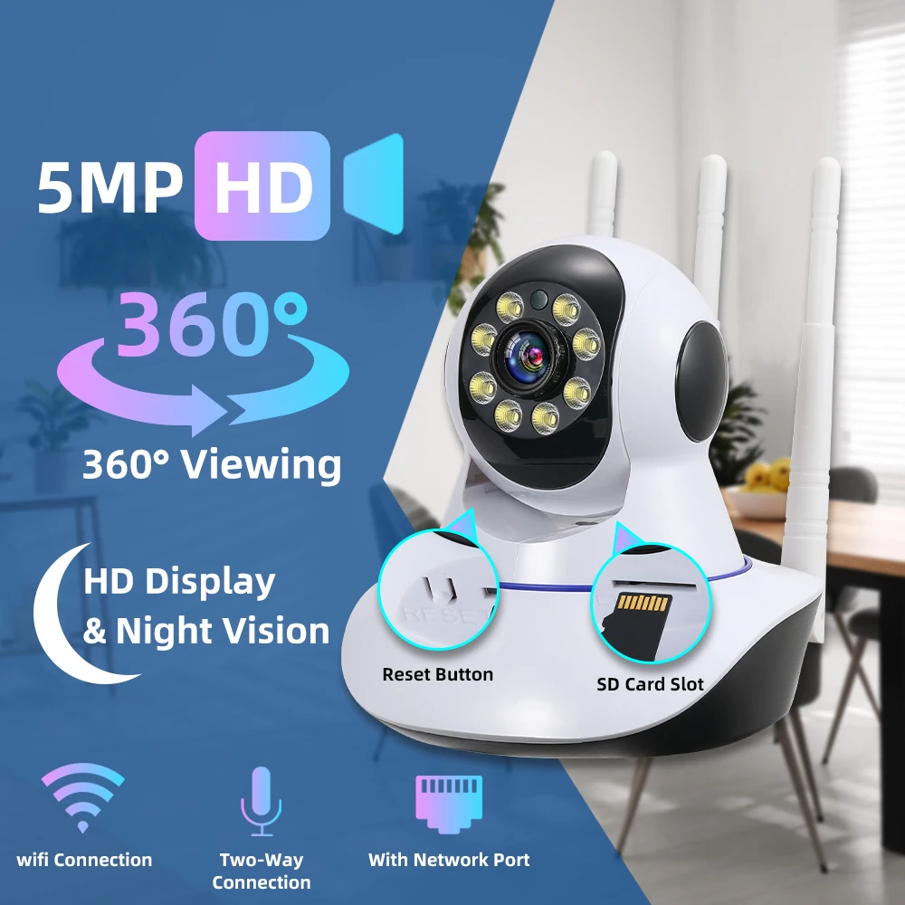 무선 IP 카메라 CCTV 5G 와이파이 카메라, PTZ 보안 보호 감시 카메라, 스마트 자동 추적 베이비 모니터, HD 3MP ...