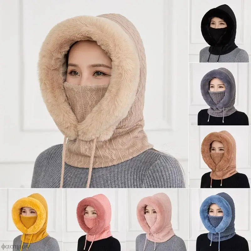 Conjunto-de-m-scara-de-gorro-de-piel-con-capucha-para-mujer-gorro-de ...