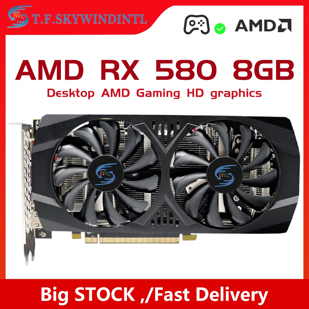 RX 580 8GB 2048SP Gaming Graphics Card Radeon GPU RX580 Series placa de ...