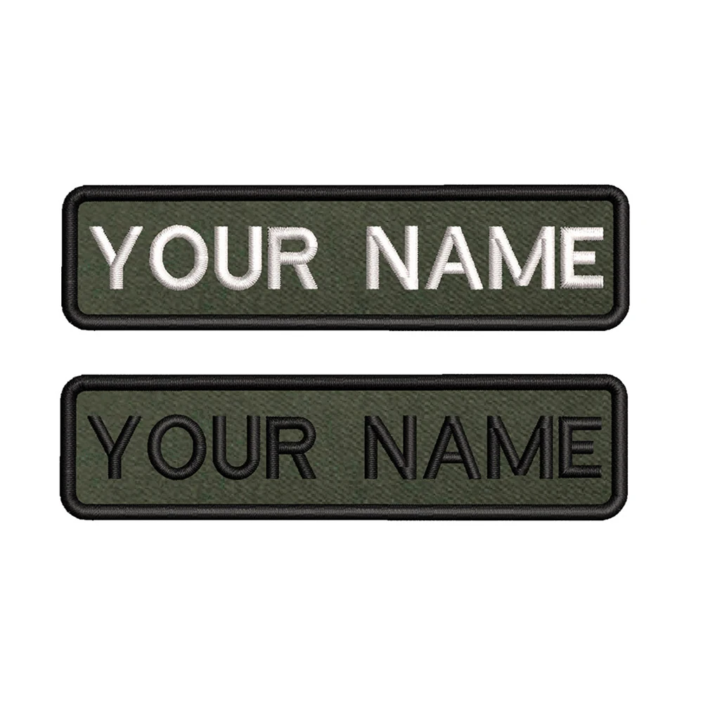 10X2.5cm Army Green background Embroidery Custom Name Text Patch ...