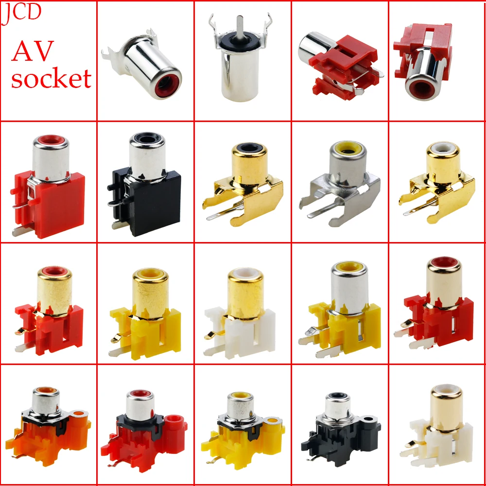 5Pcs AV-8.4-14 1Holes 2Pins RCA Sockets 90Degree Audio Video ...