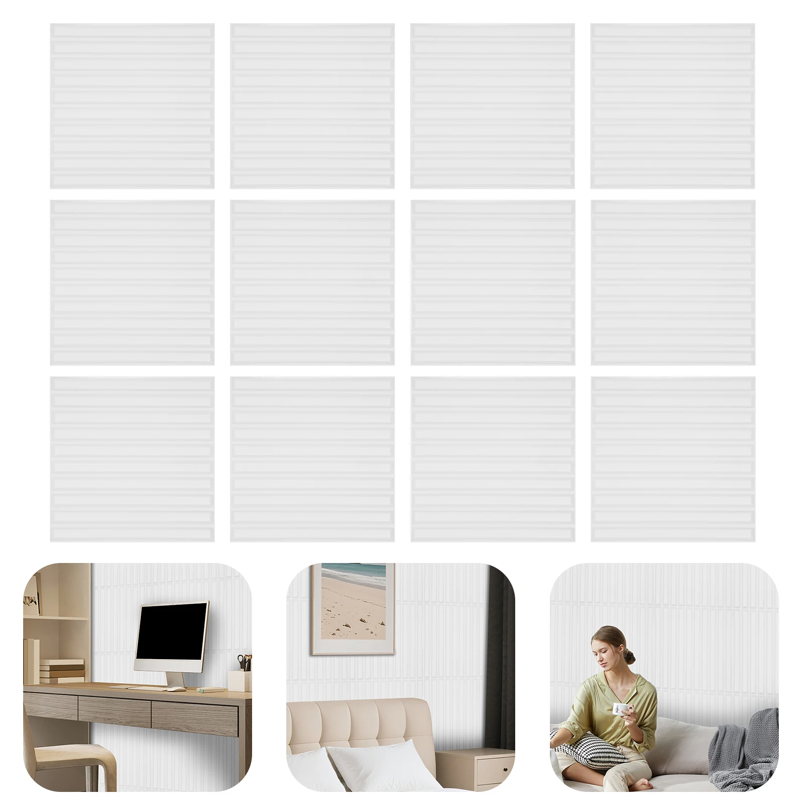3D Wall Panels PVC Set of 12, 3D Wall Covering 3D Groove Panel ...