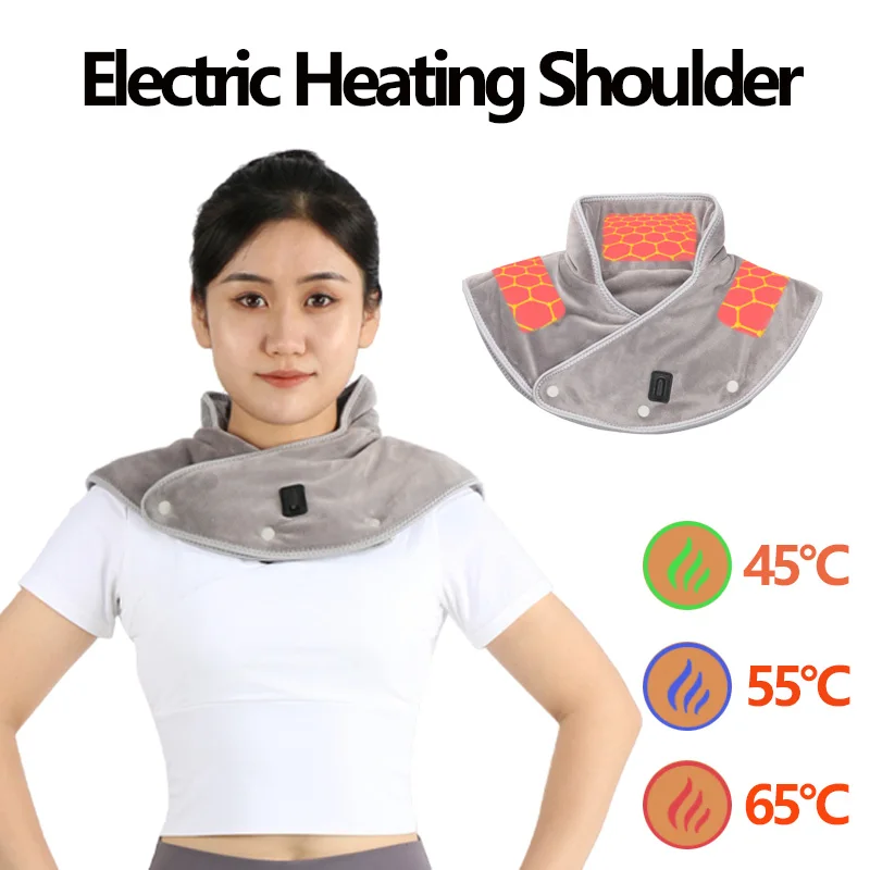 Electric Heating Shoulder Neck Pad USB Pain Relief Massager Brace Wrap ...