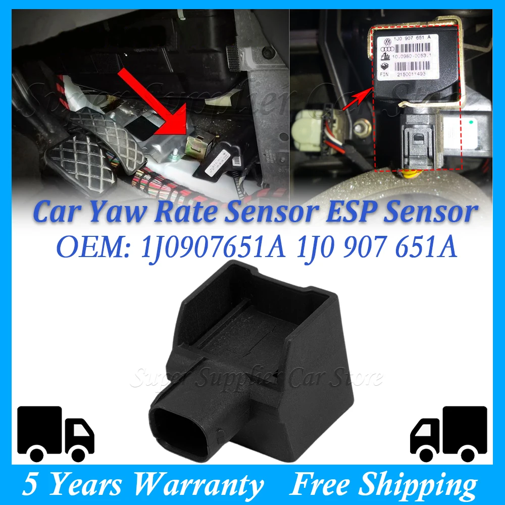 1J0907651A New For VW Skoda Seat Car Yaw Rate Sensor ESP Sensor Black ...