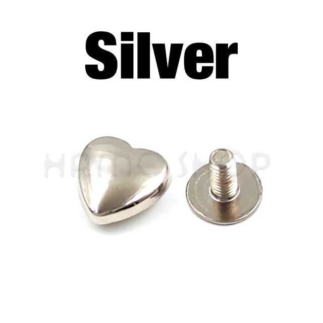 10Set 10/14mm Heart Shape Metal Screwback Rivet Screw Studs Nail For ...
